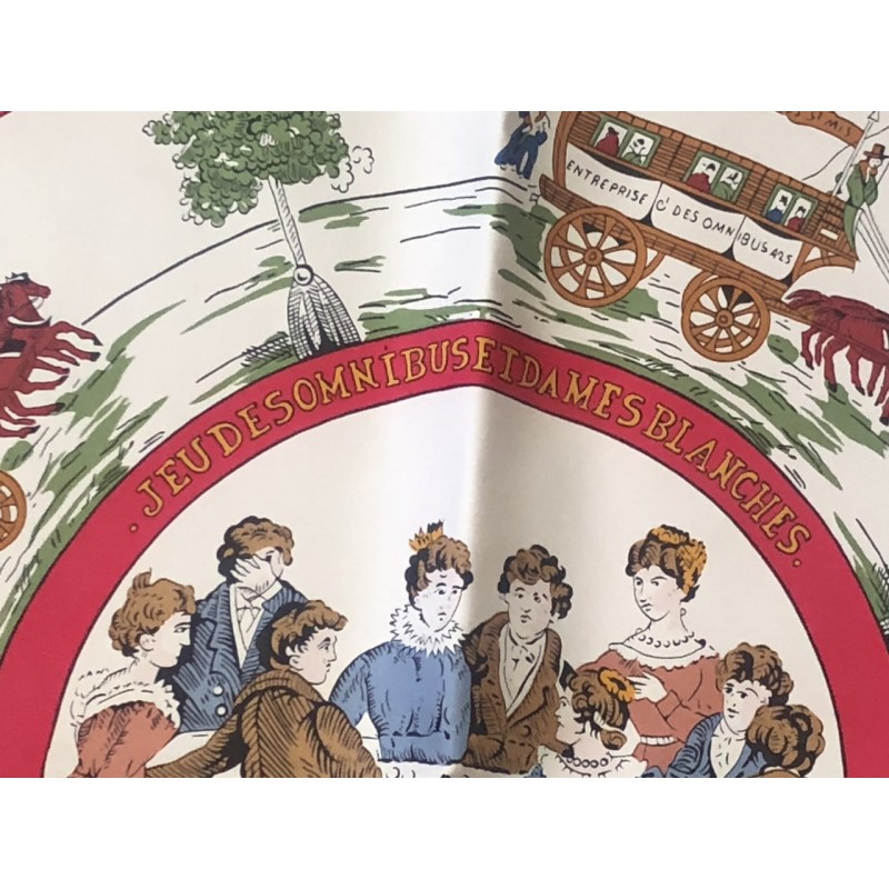 Carré foulard Hermès Le jeu des omnibus et dames blanches édition ...